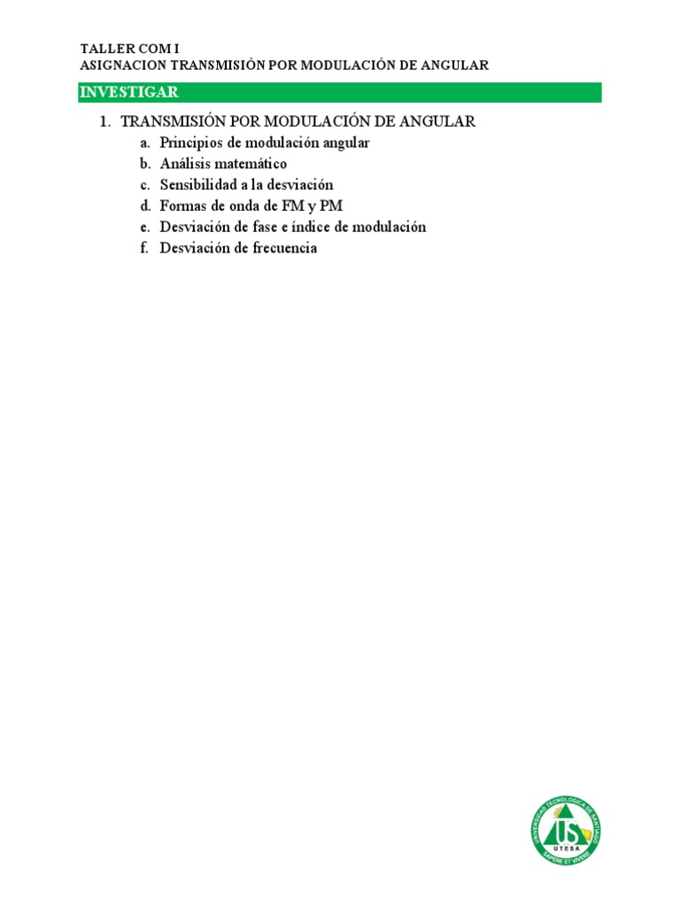 Asignacion Transmisión Por Modulación Angular | PDF