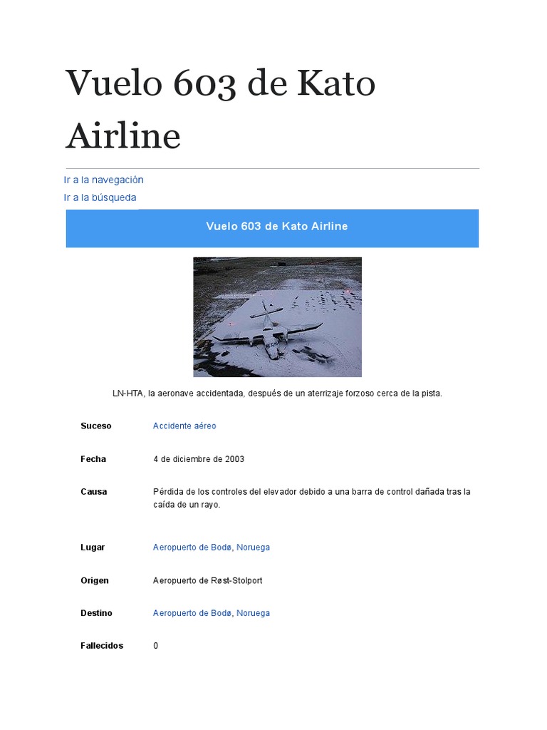 Vuelo 603 de Kato Airline | PDF