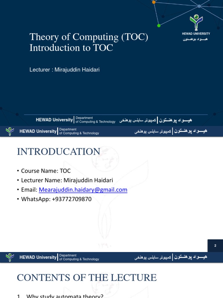 Lec 1 Introduction To Toc Pdf Automata Theory Formal Methods 