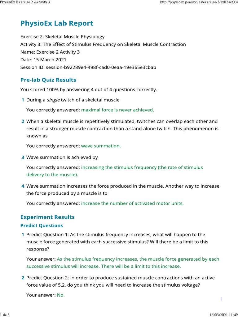 PhysioEx Exercise 2 Activity 3 | PDF