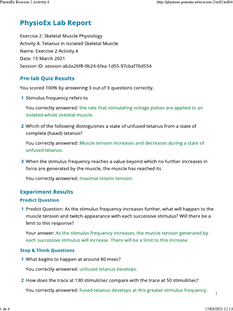 PhysioEx Exercise 2 Activity 4 | PDF