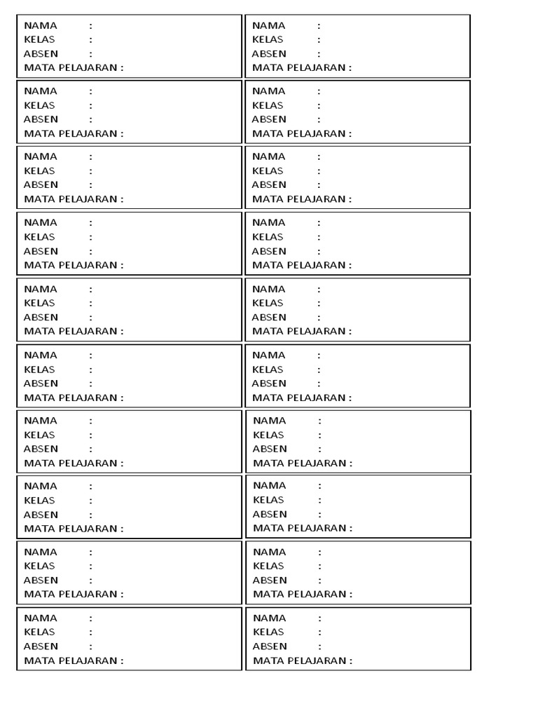 Template Nama Buku Tulis | PDF