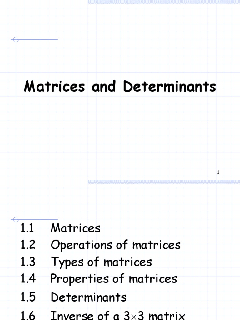 Matrices And Determinants 1 Pdf Matrix Mathematics Determinant