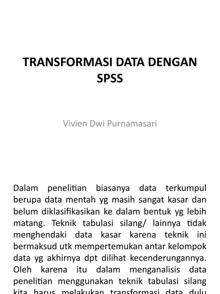 Transformasi Data Dengan Spss Pdf