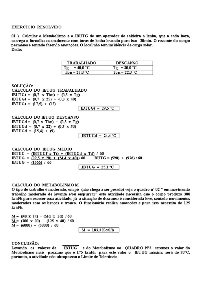 Exercicio Calculo Ibutg PDF Free | PDF | Termodinâmica | Engenharia Civil