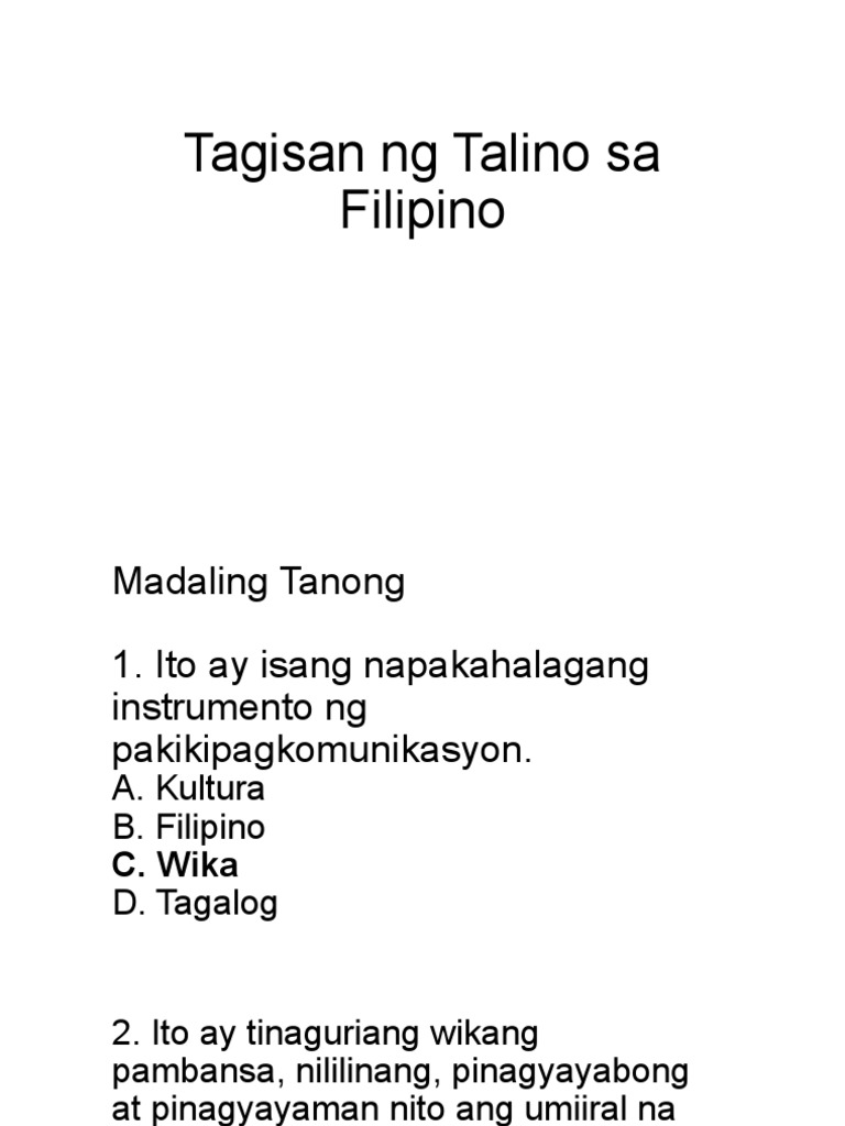 Tagisan NG Talino Sa Filipino Grade11 | PDF