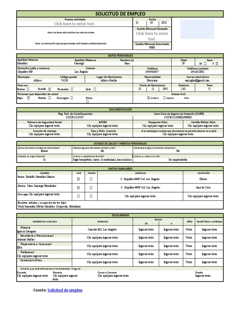 Formato De Solicitud De Empleo En Word Descarga Gratis – XFDMY