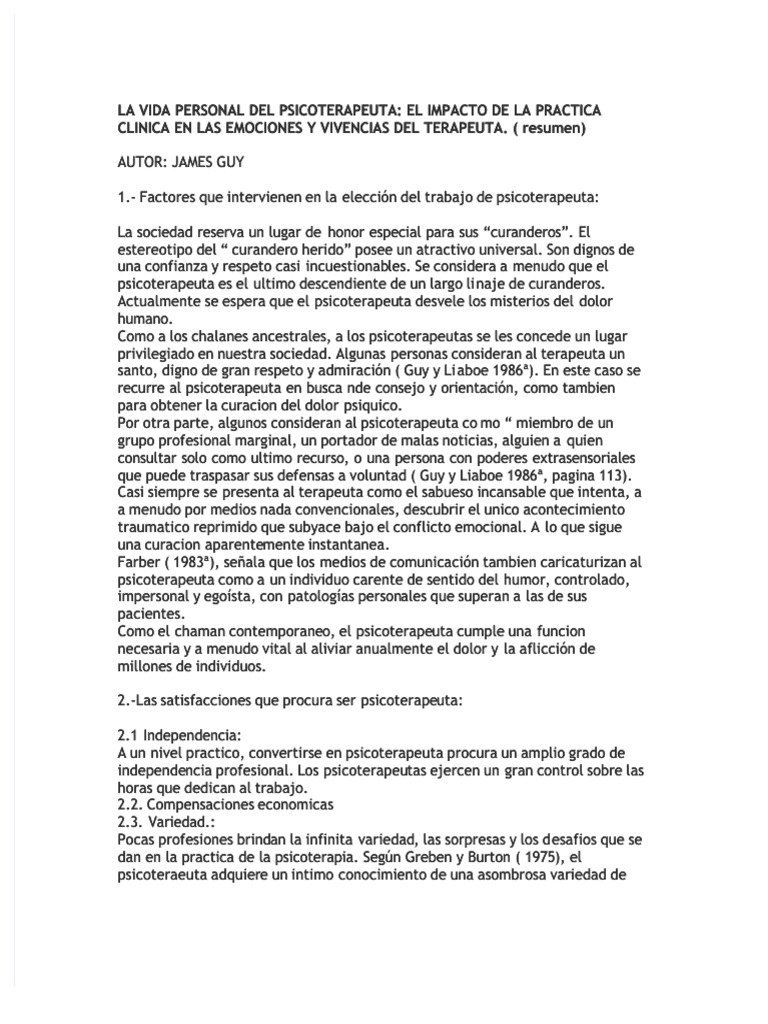 La Vida Personal Del Psicoterapeuta Compress | PDF | Psicoterapia | Las ...