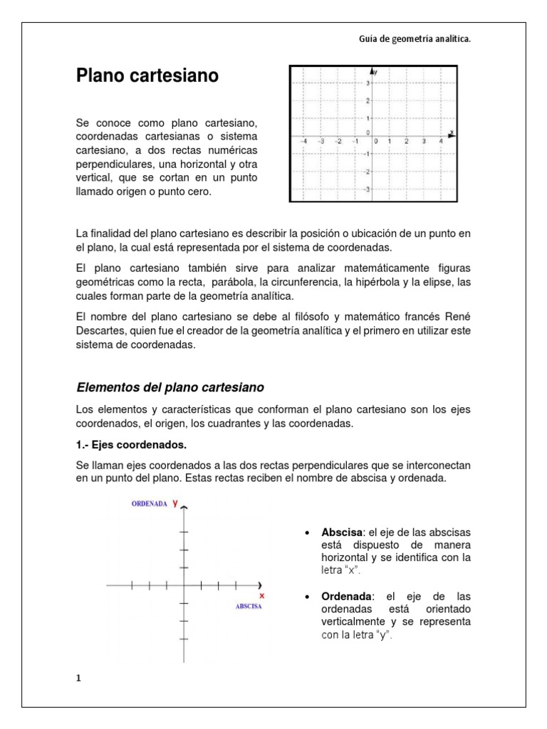 Elementos del Plano Cartesiano | PDF | Sistema de coordenadas ...