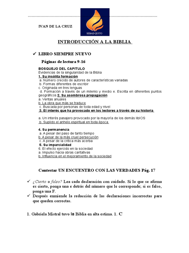 Introducción A La Biblia - Tarea 1 | PDF | Biblia | Imprenta