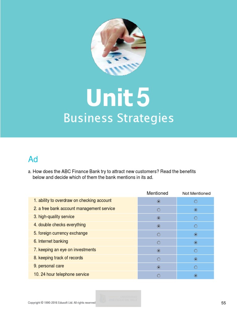 Workbook Unit 5 | PDF | Marketing | Banks