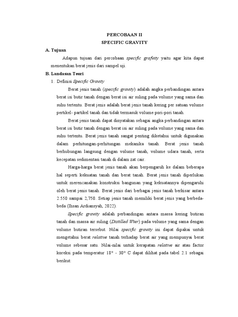 02 Specific Gravity | PDF