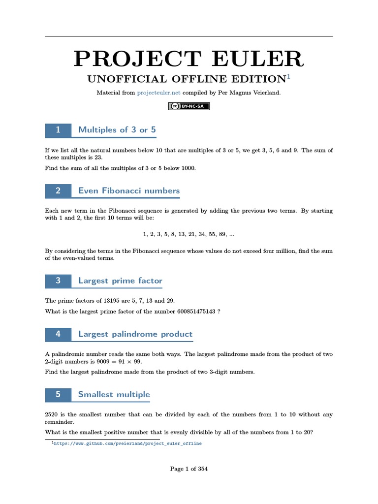Project Euler Offline | PDF | Prime Number | Numbers