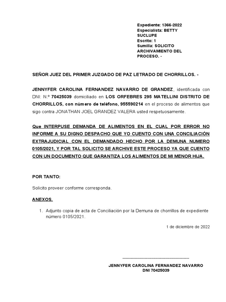 Solicito ARCHIVAMIENTO | PDF