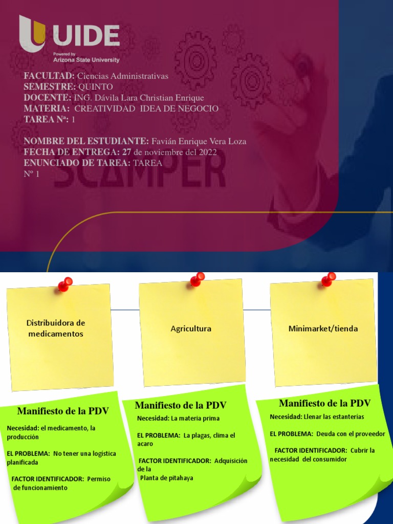 Deber Metodologia Scamper - Favian Vera | PDF | Logística | Economias