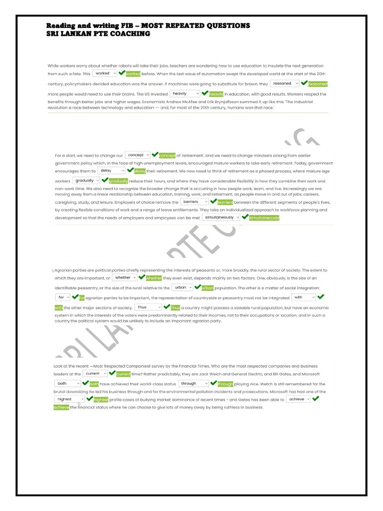 Reading and Writing Most Repeated Questions and Answers | PDF