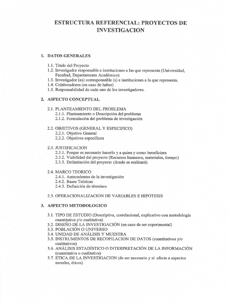Estructura Proyecto de Investigación | PDF