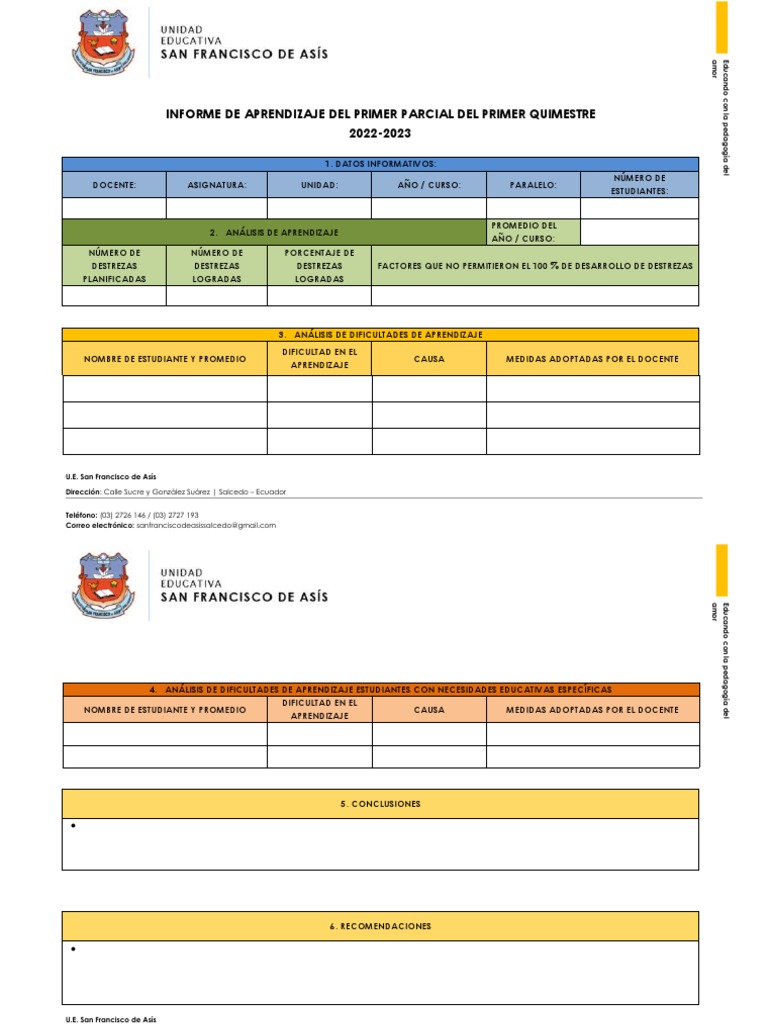 Formato Informe Parcial de Aprendizaje | PDF