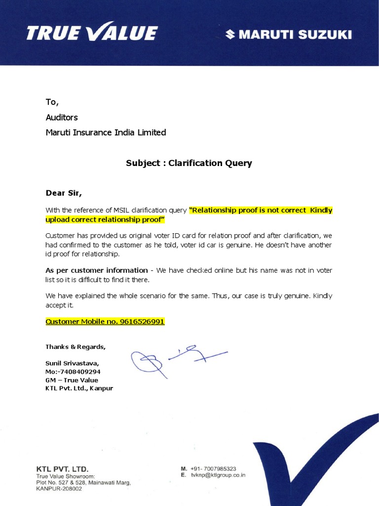 KYC Relationship Proof Clarification | PDF
