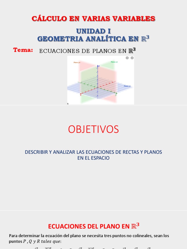 d23 Ecuaciones Del Plano en r3 | PDF | Geometria plana) | Ecuaciones