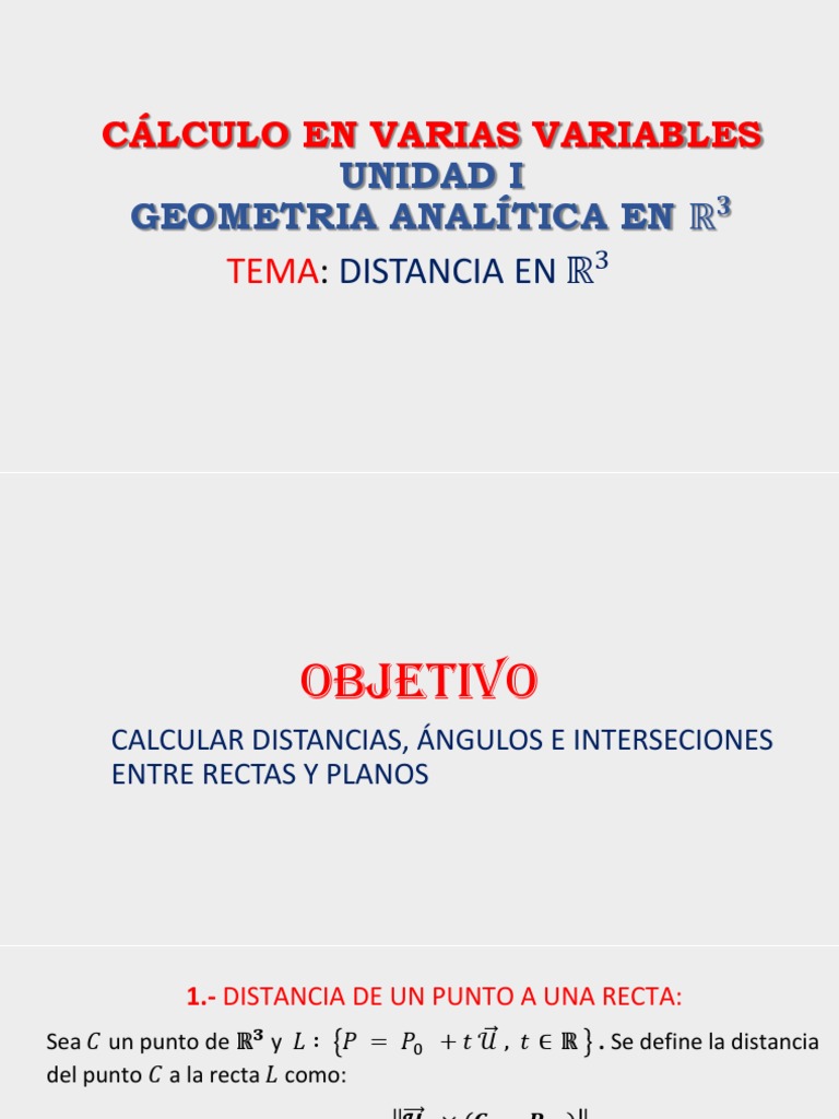 Cálculo de Distancias en ℝ³ | PDF | Línea (geometría) | Vector Euclidiano