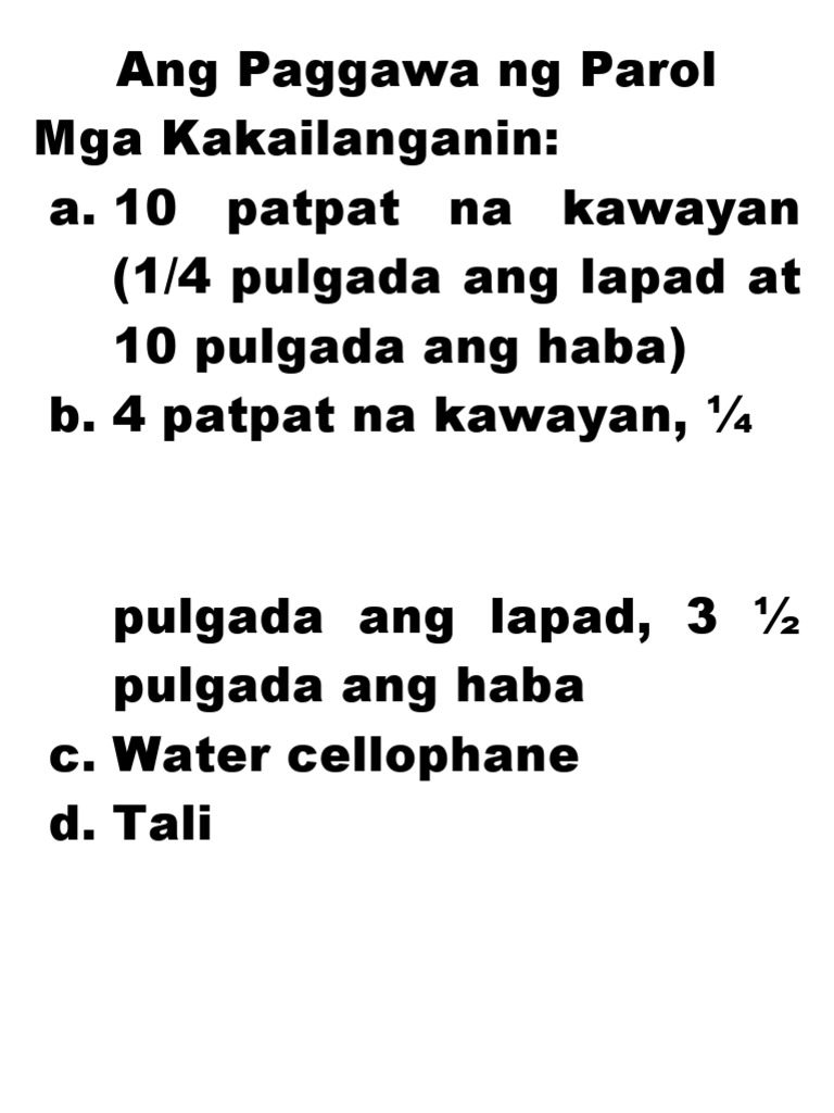 Ang Paggawa NG Parol | PDF
