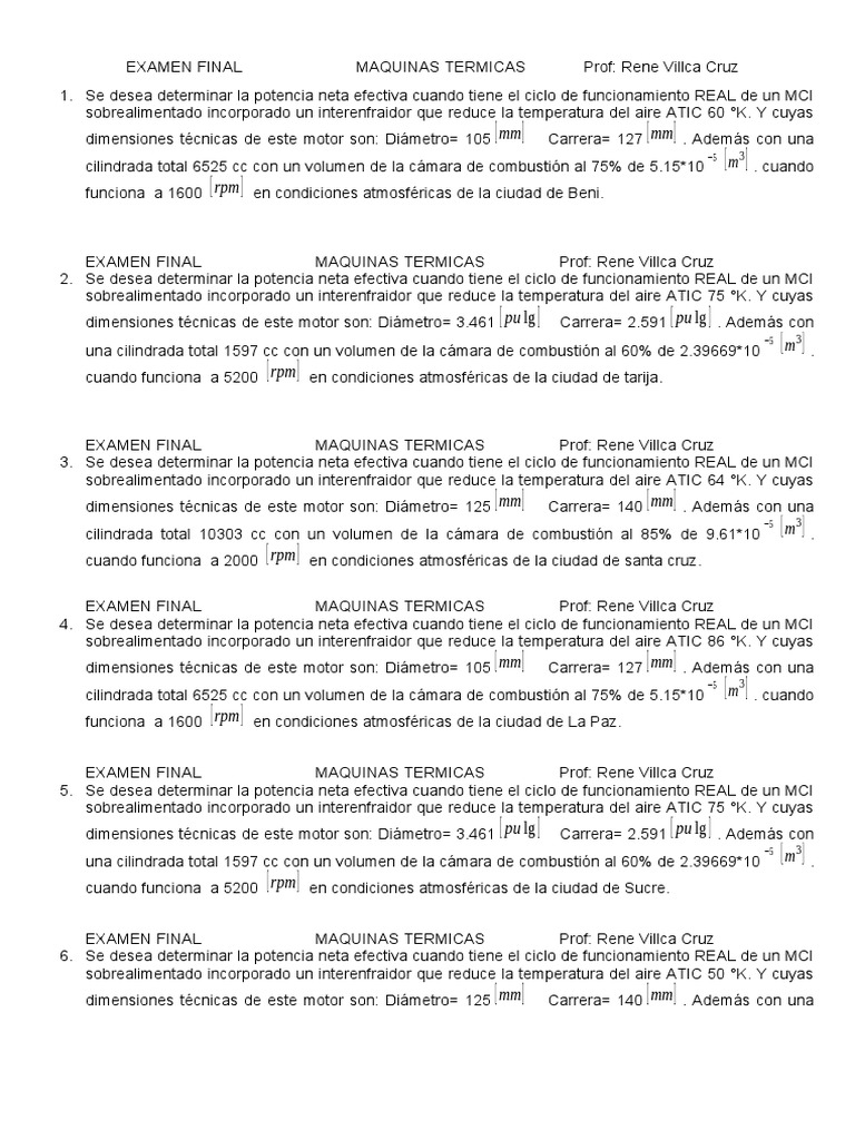 Examen Final Termo | PDF | Máquinas rotativas | Máquinas