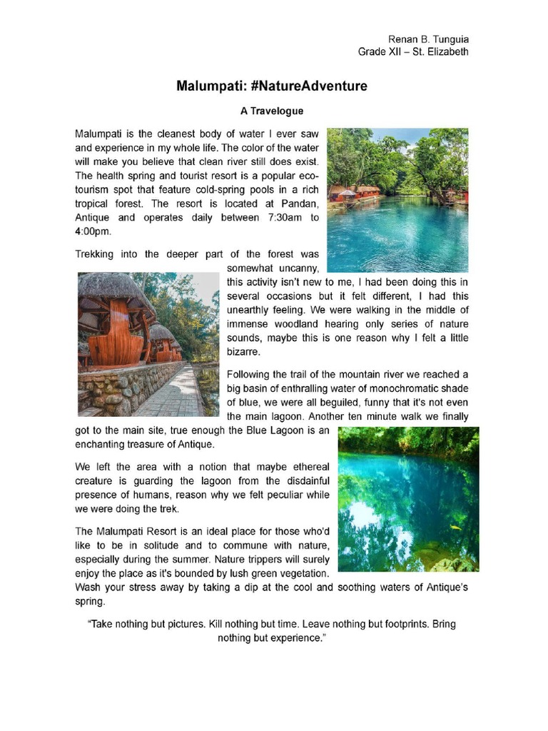 Travelogue Example | PDF