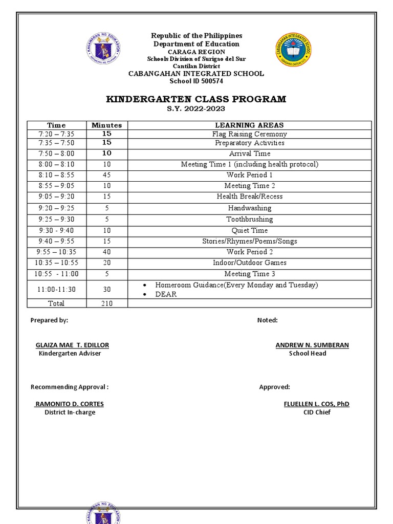 Class Program Pre Pandemic 2022 2023 | PDF | Schools | Educational ...
