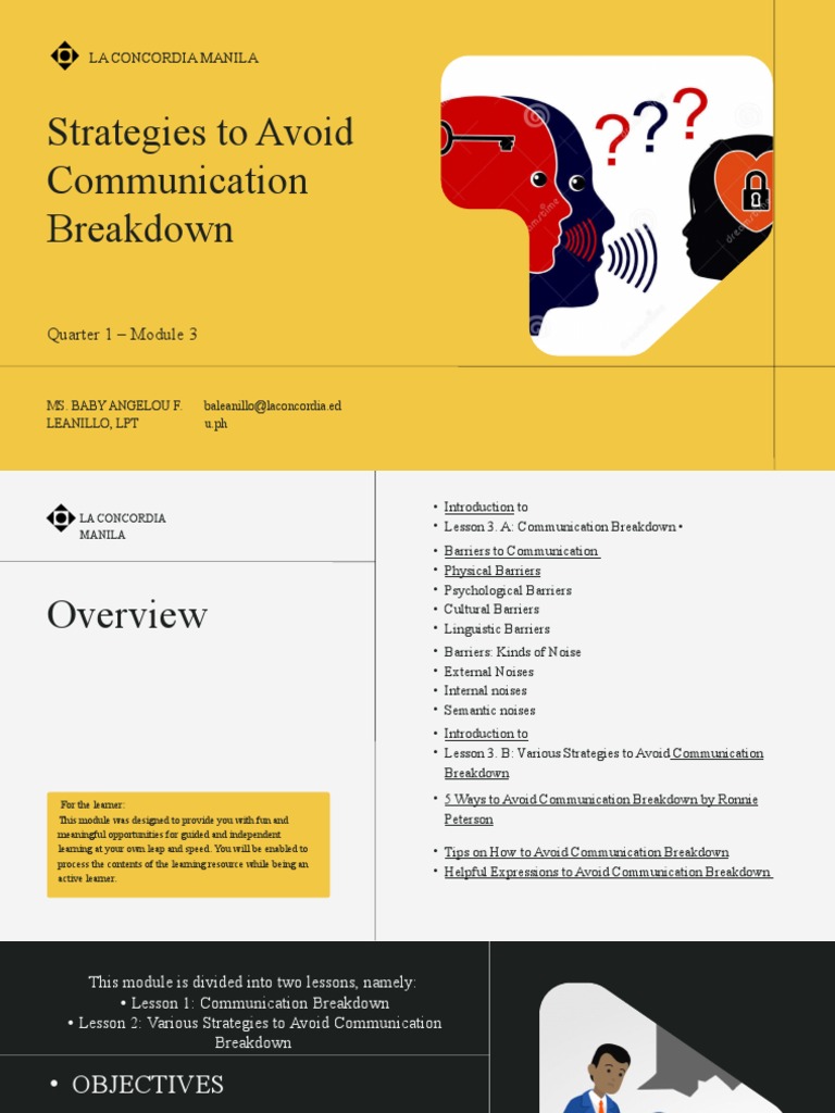 LESSON 3 Strategies To Avoid Communication Breakdown | PDF ...