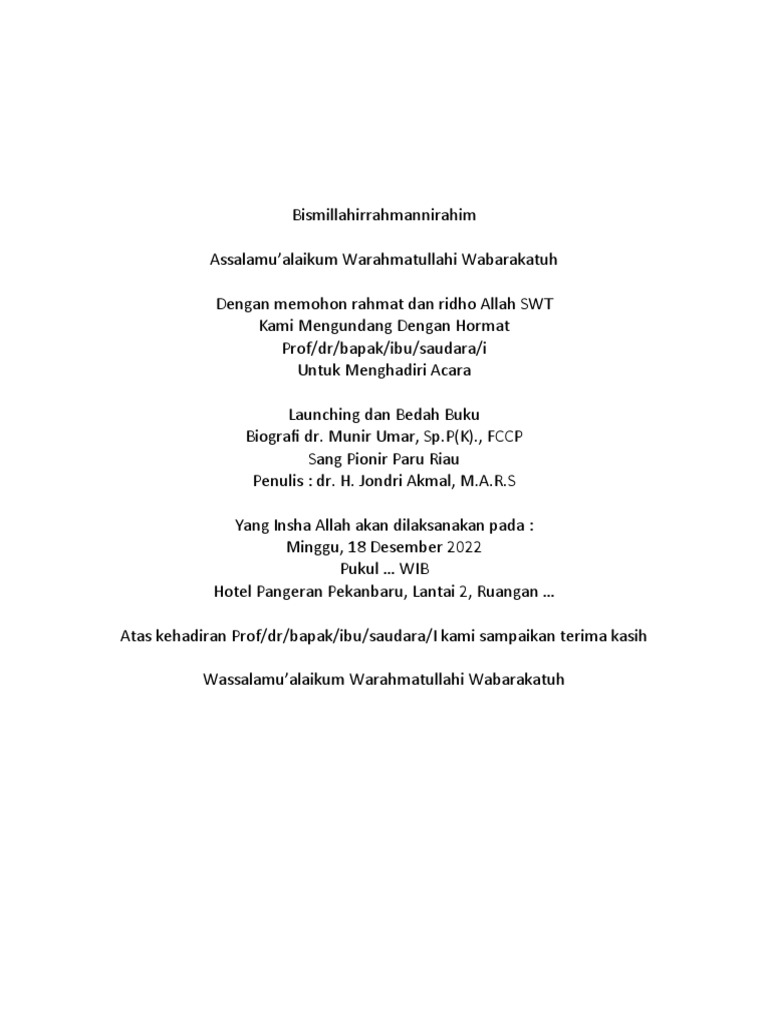 Undangan Launching Buku | PDF