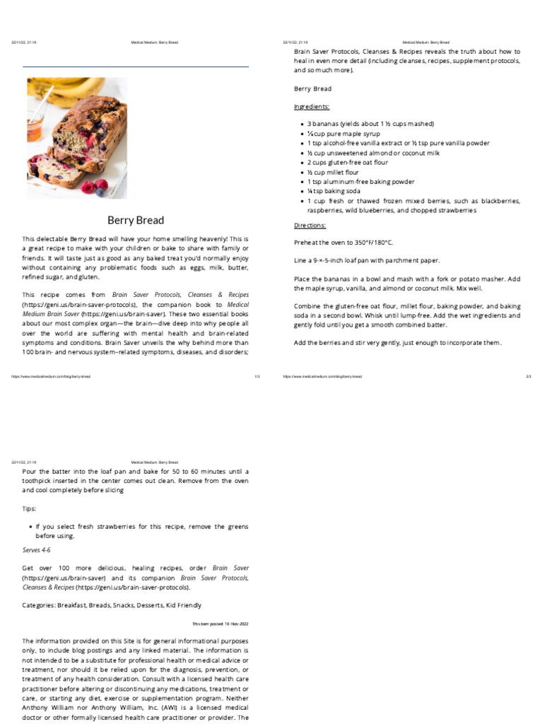 Medical Medium - Berry Bread | PDF | Berry | Breads