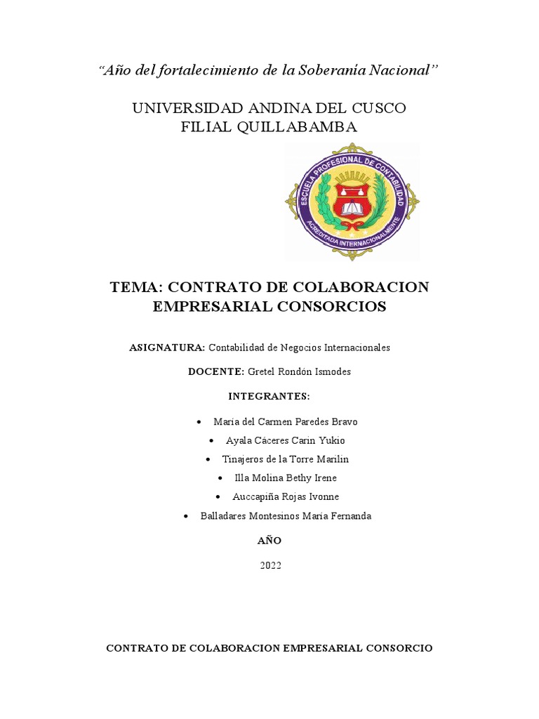 Consorcio: Colaboración Empresarial en Perú | PDF | Contabilidad ...