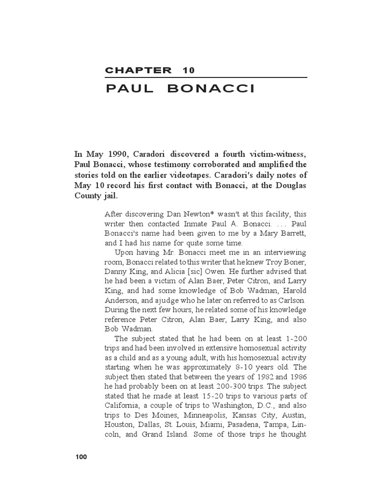 Exerpt of Bonacci Witness Statements - The Franklin Cover Up - by John. W. Decamp | PDF