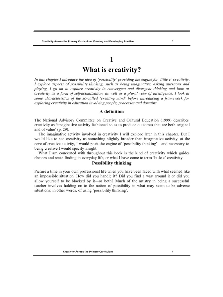 Anna Craft Book Chapter1 | Download Free PDF | Creativity | Intelligence