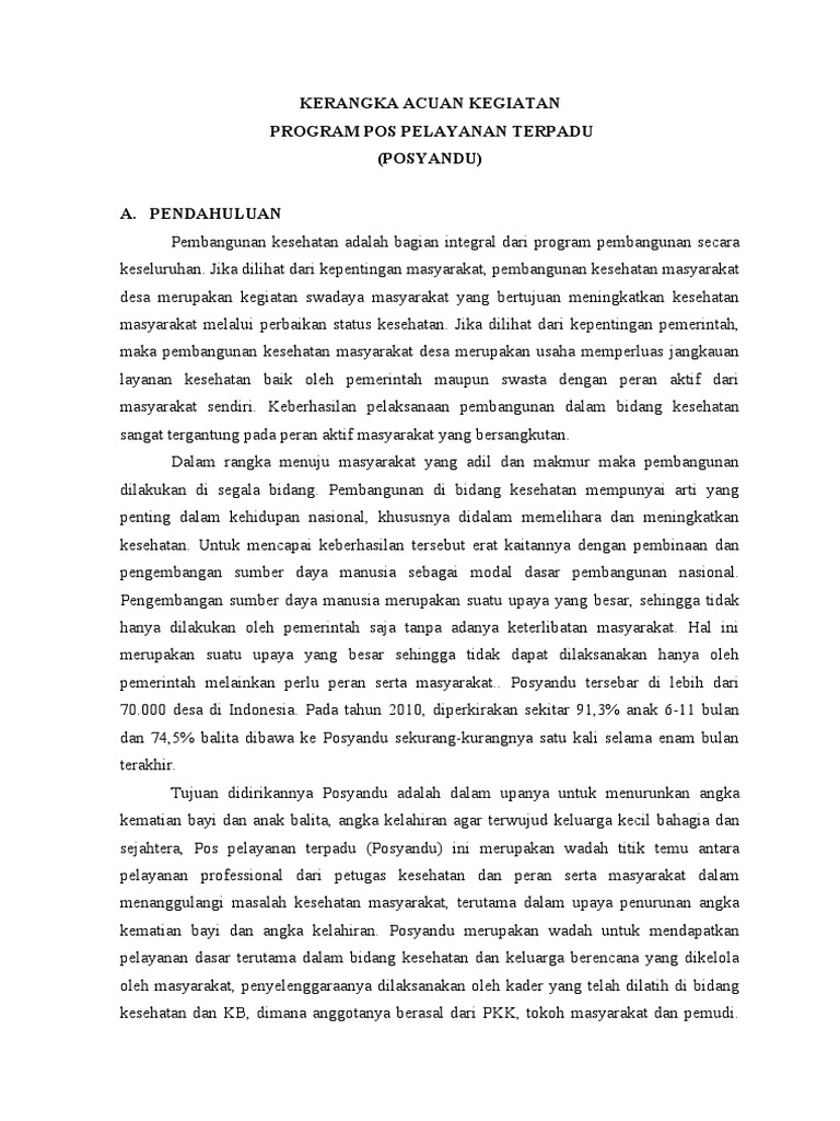 Kerangka Acuan Posyandu | PDF