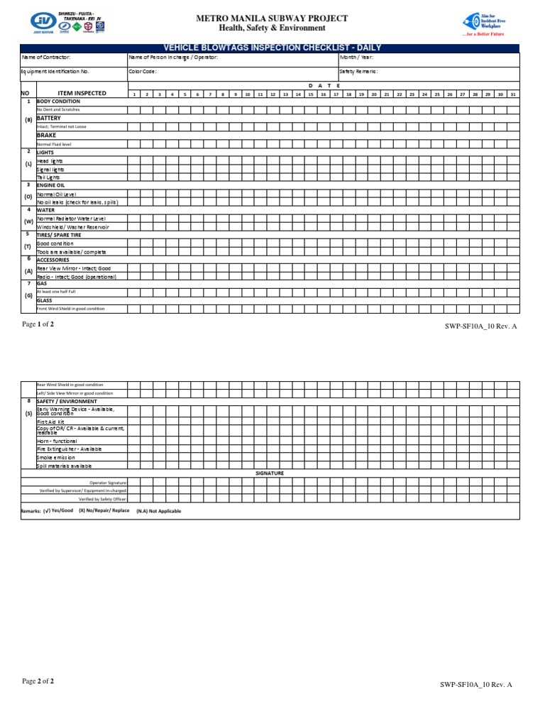Subway Project Safety Checklist | PDF | Transport | Vehicle Technology