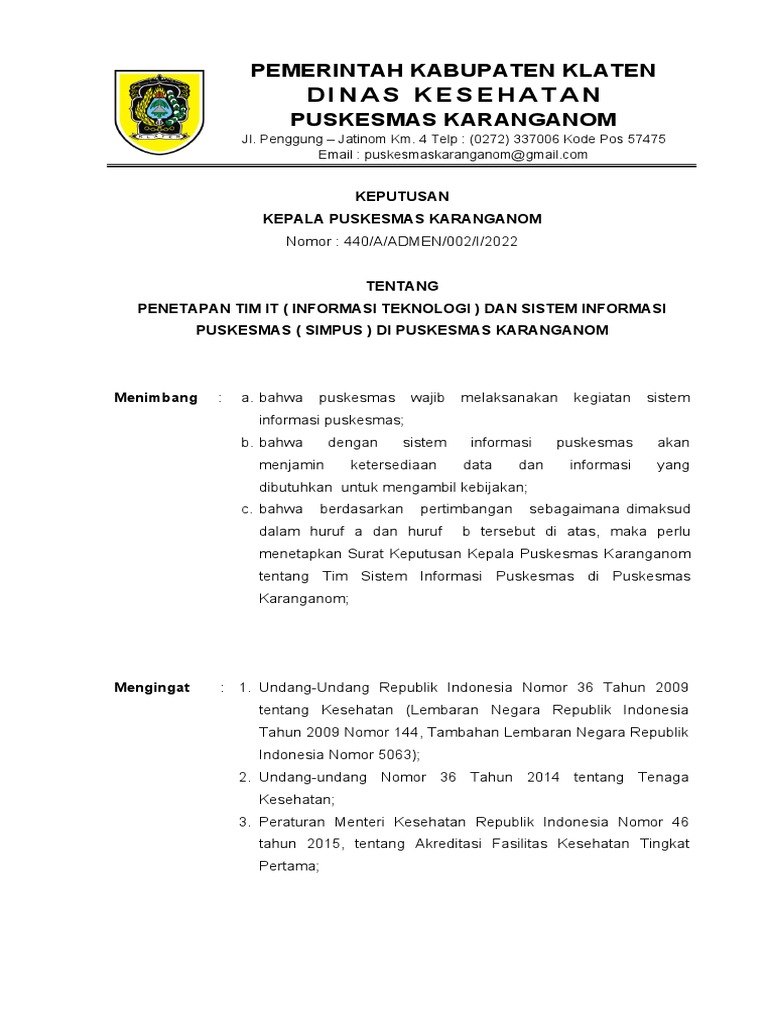 SK Tim Sip Karanganom | PDF | Pengembangan Diri | Kesehatan Holistik