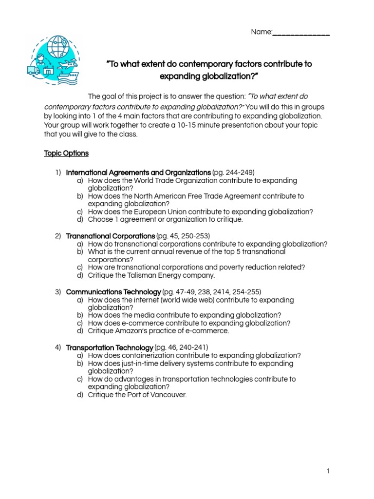 Group Project Assignment Sheet | PDF | Globalization
