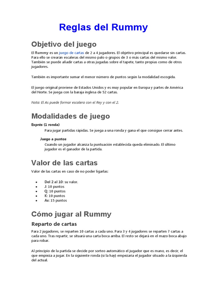 Reglas Del Rummy | PDF | Extraño | Juegos de habilidad mental
