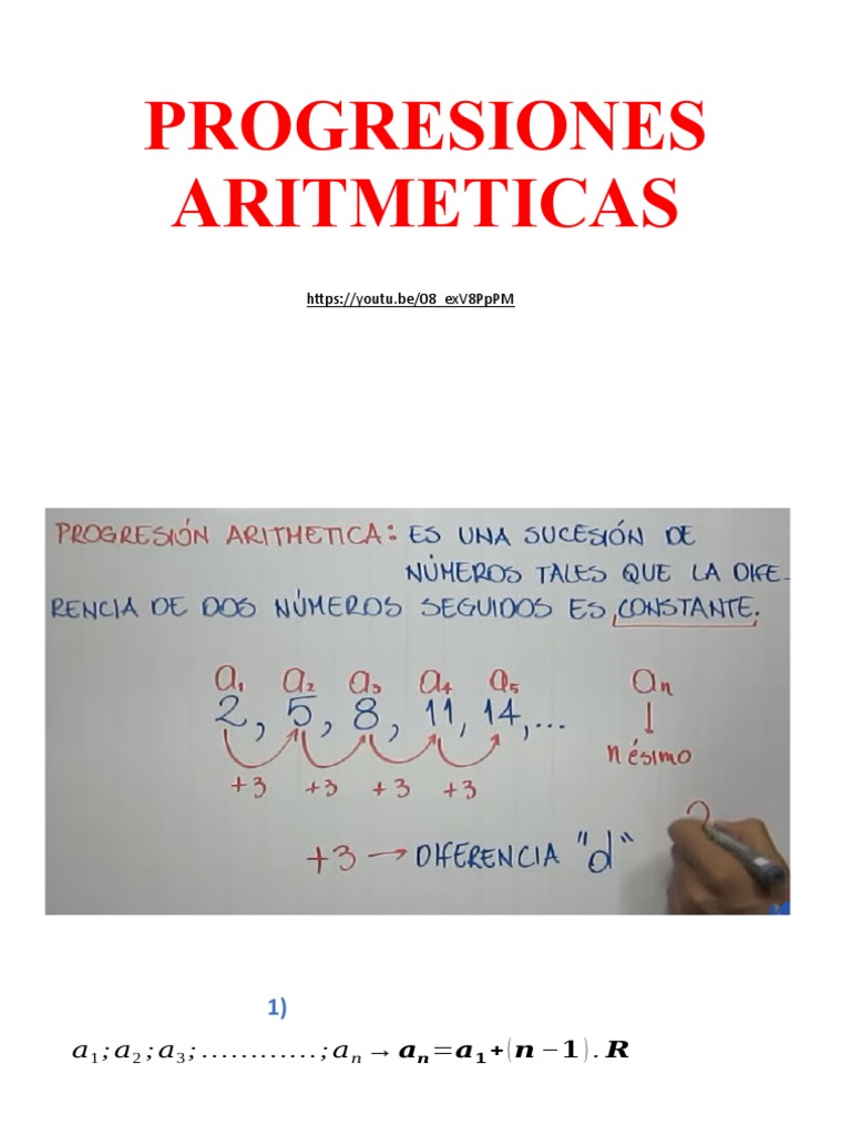 Progresiones Aritmeticas 1 e | PDF | Métodos y materiales de enseñanza