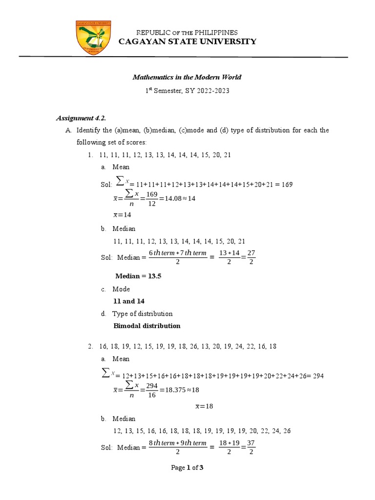 Mathematics in the Modern World: Finding Patterns in Data | PDF | Mode (Statistics) | Median