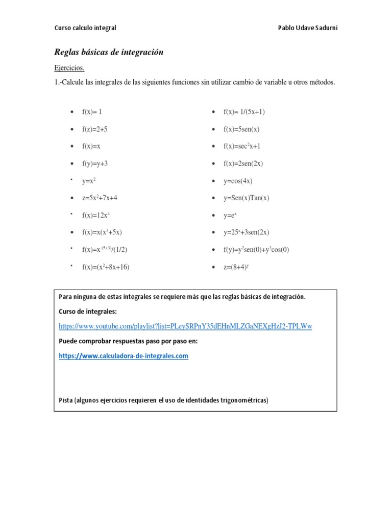 03 Reglas Básicas de Integración | PDF