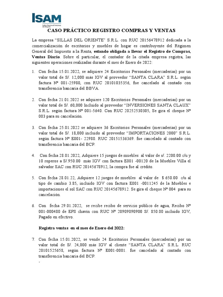 Caso Práctico Registro Compras y Ventas - Diario - Turno Noches | PDF | Pagos | Servicios ...