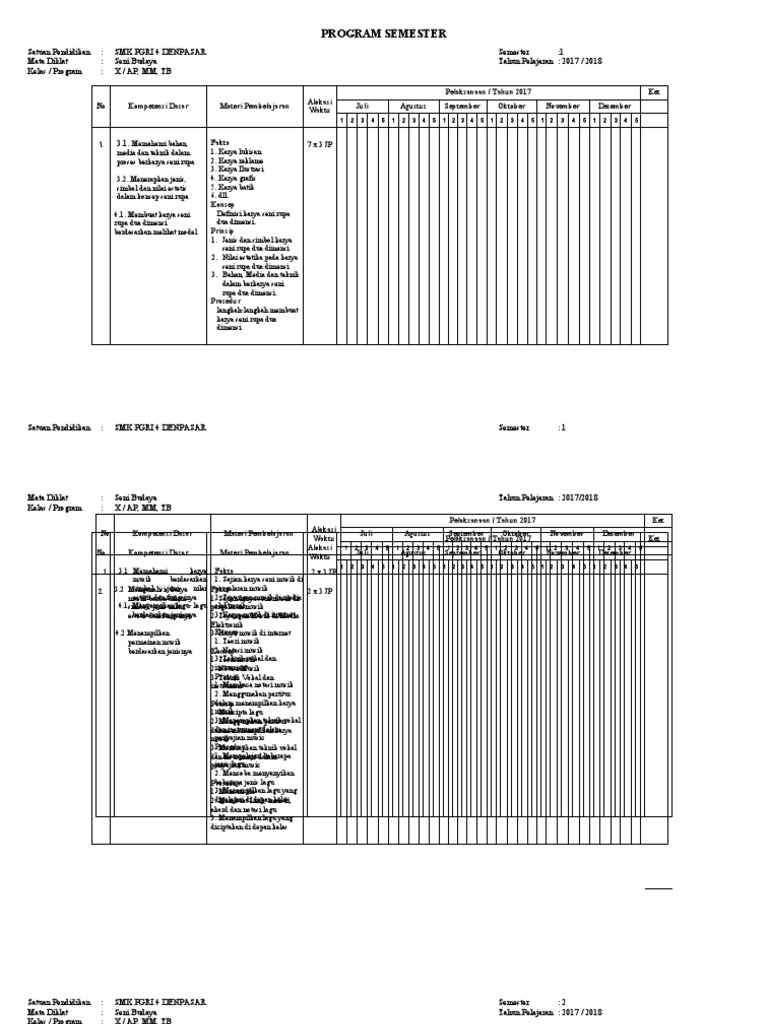 Program Semester Tari | PDF