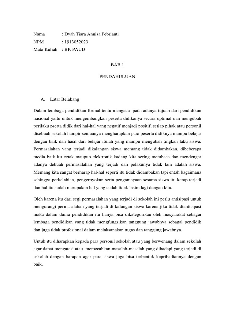 Dyah Tiara A.f-1913052023 - Studi Kasus BK Paud | PDF