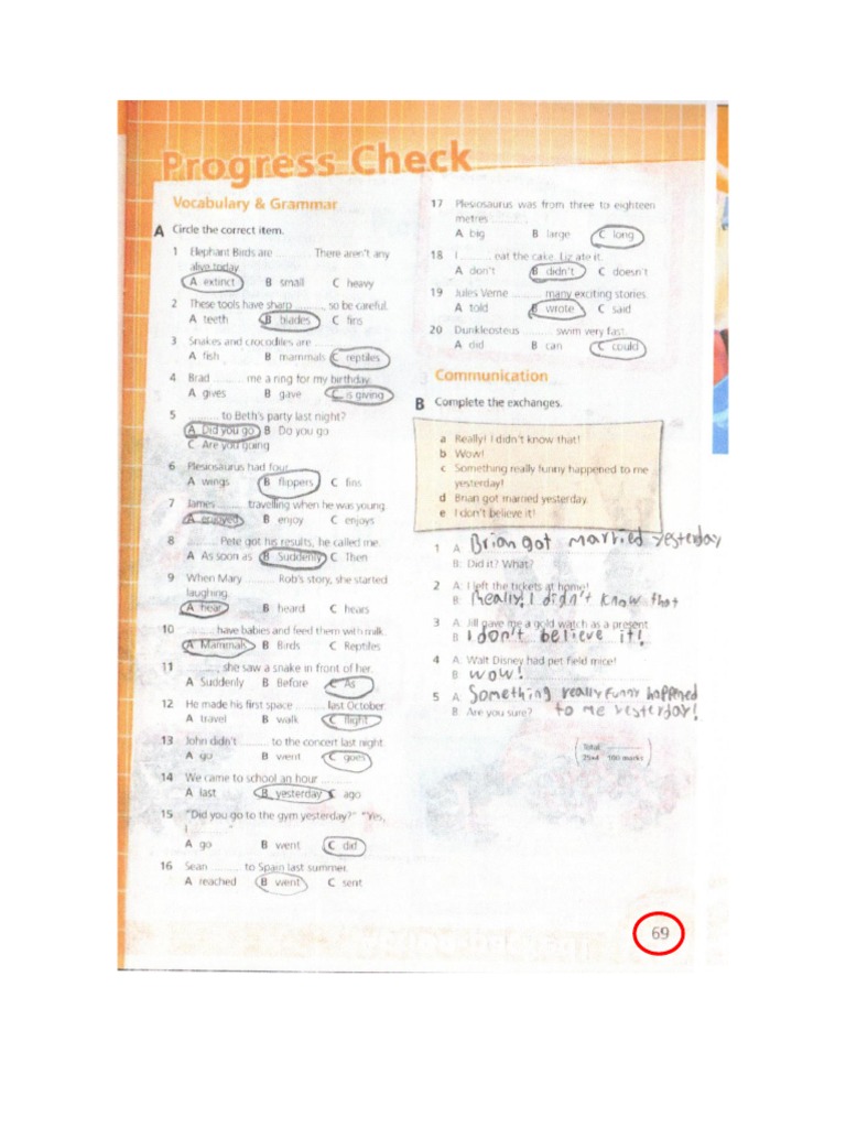 Tarea Pags 69 y 77 Workbook | PDF