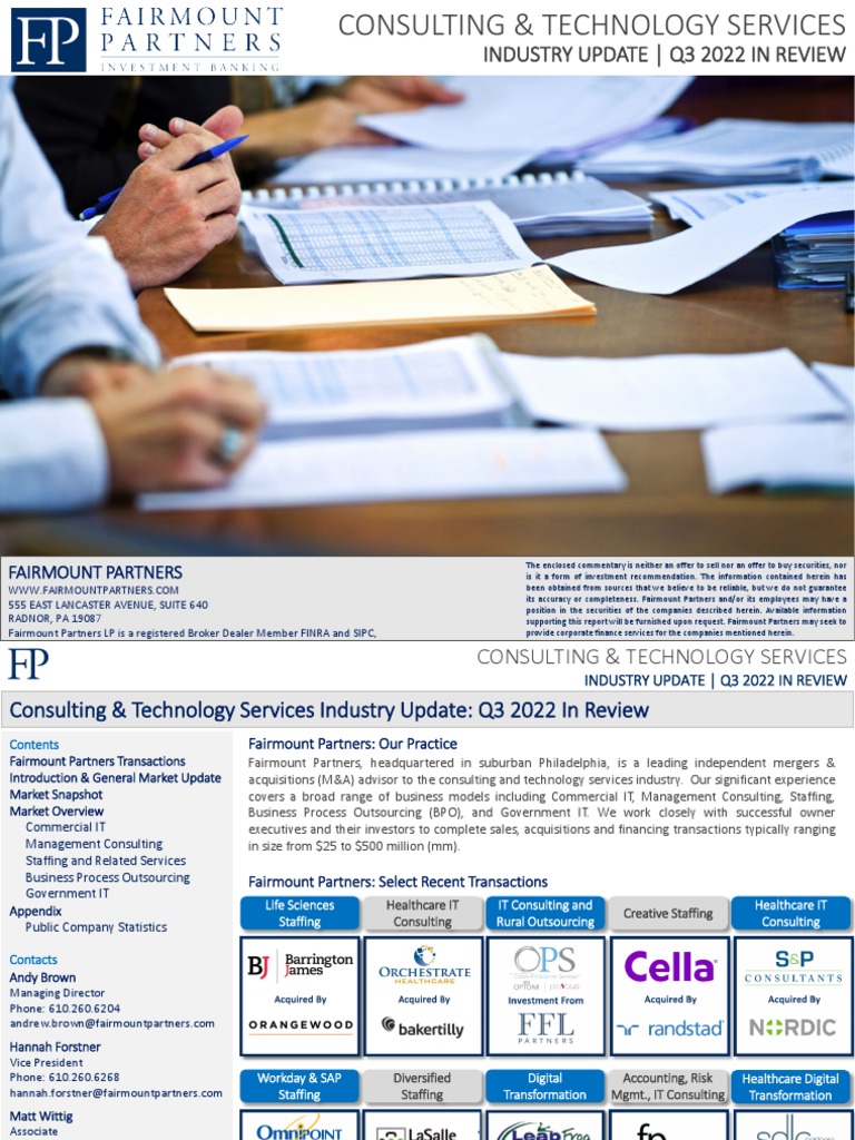 Fairmount Partners - CTS Report Q3 2022 | PDF | Mergers And ...