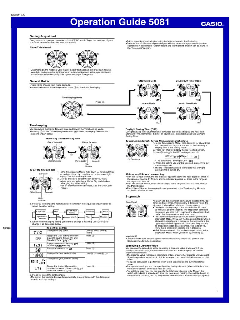 User Manual Casio G-SHOCK Classic GA-100-1A1ER (English - 4 Pages ...