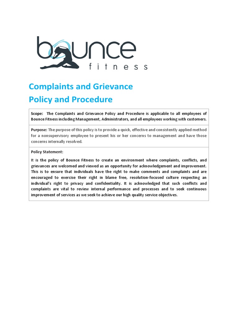 Complaints and Grievance Policy | PDF | Conflict Resolution | Anger